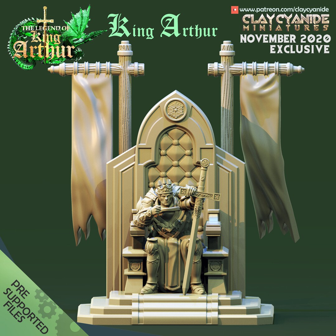 King Arthur on Throne Resin Miniature | Arthurian Legends Series RPG ...