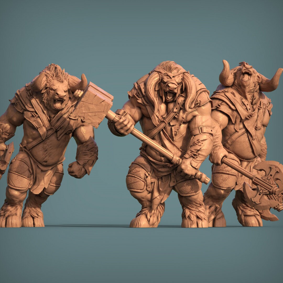 Minotaurs Tabletop RPG Miniature Set | Print My Minis | Mythology 2 - Etsy