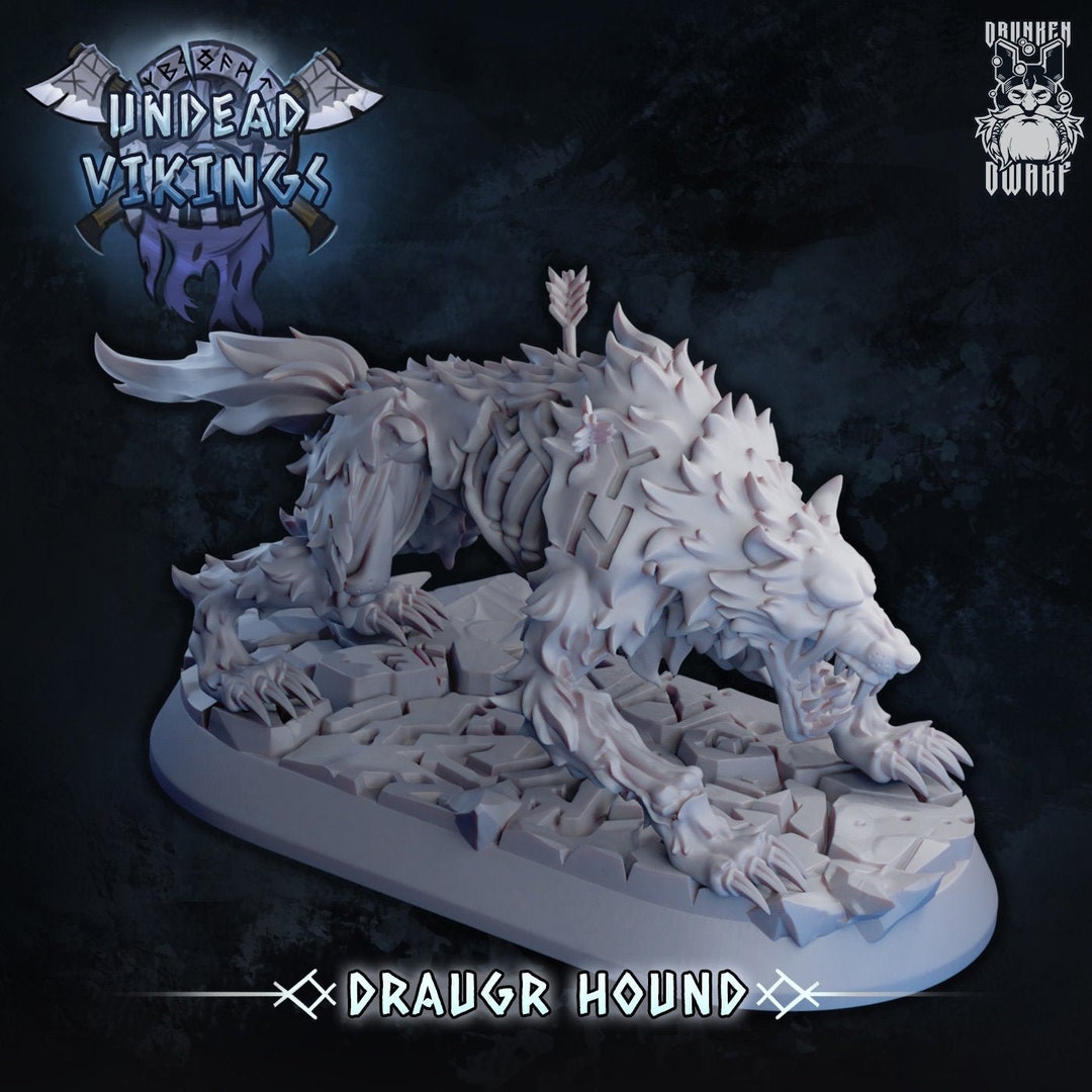 Undead Viking (draugr) Hound Resin Miniature | Undead Vikings Series ...
