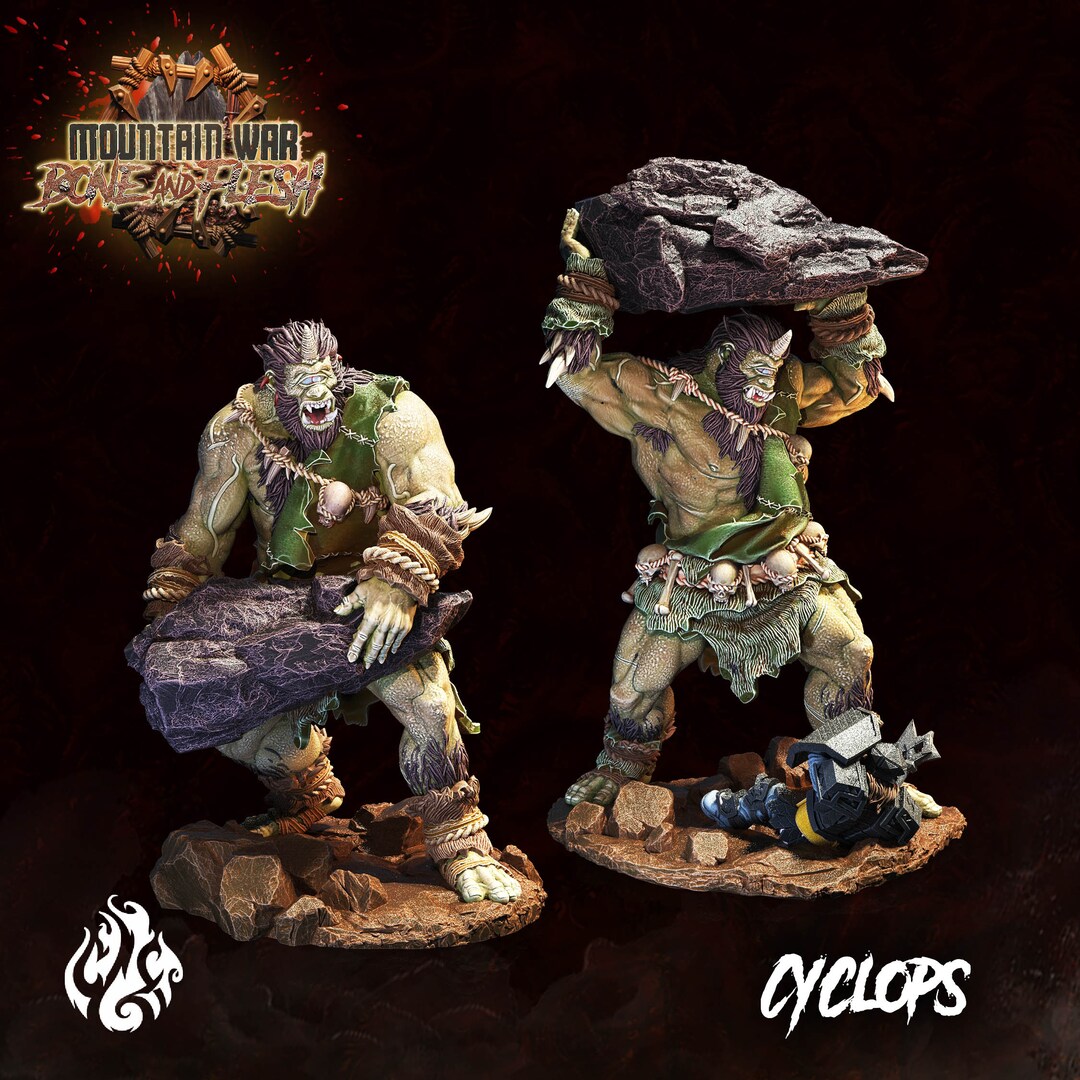 Cyclops Warrior Tabletop RPG Miniature Set Mountain War: Bone and Flesh ...
