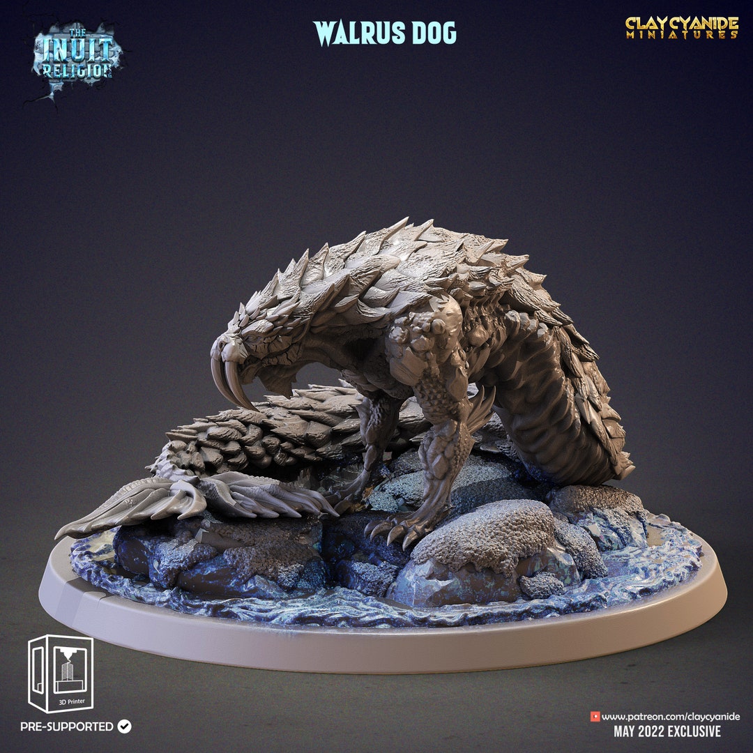 Walrus Dog Resin Miniature | Inuit Religion Series RPG Tabletop ...