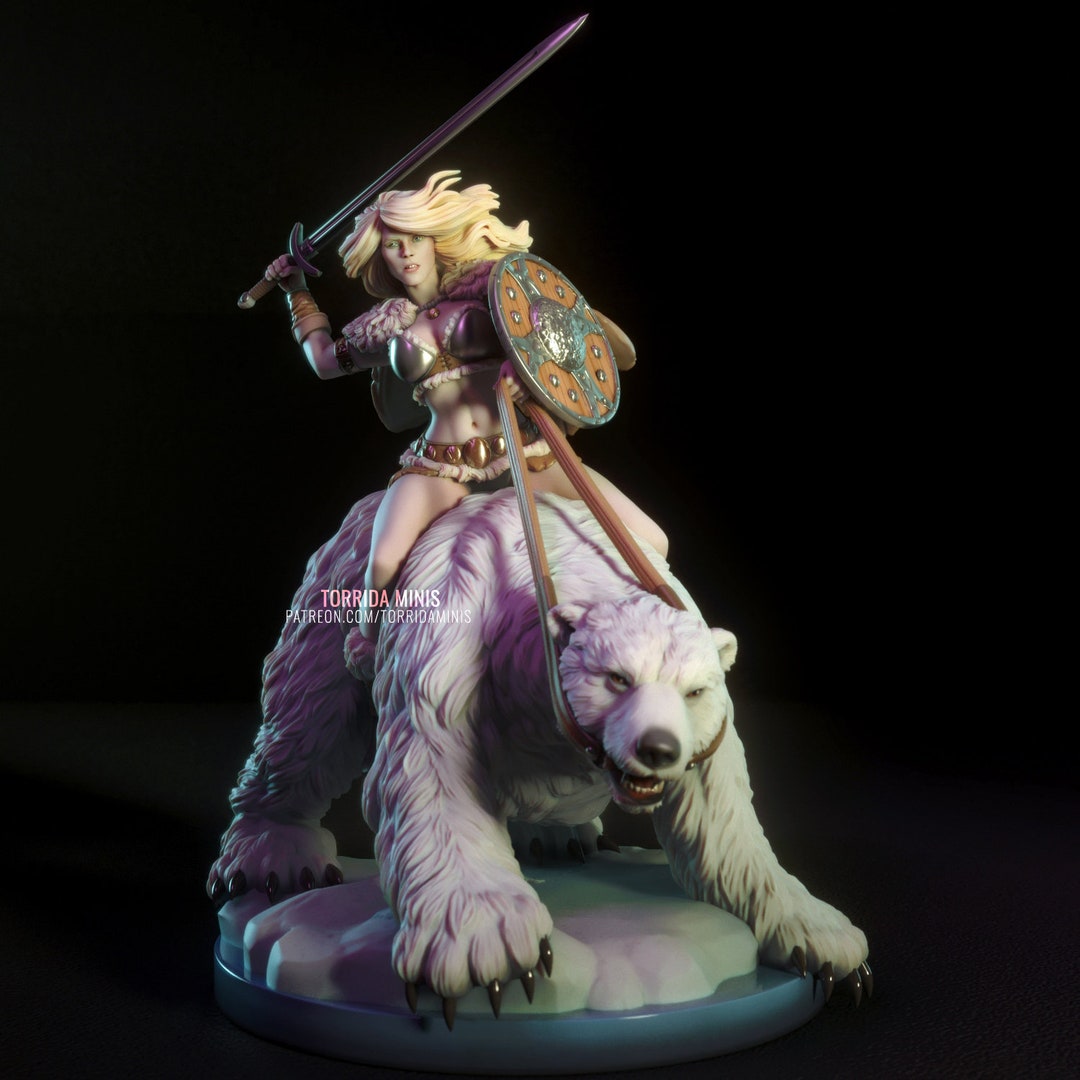 Hilde Polar Bear Warrior Pin up Statue & Miniature | Torrida Minis - Etsy