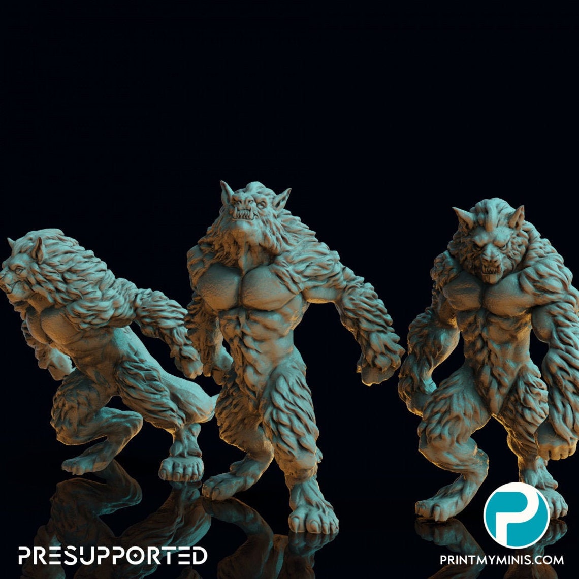 Werewolf Pack Resin RPG Miniatures Print My Minis | Etsy