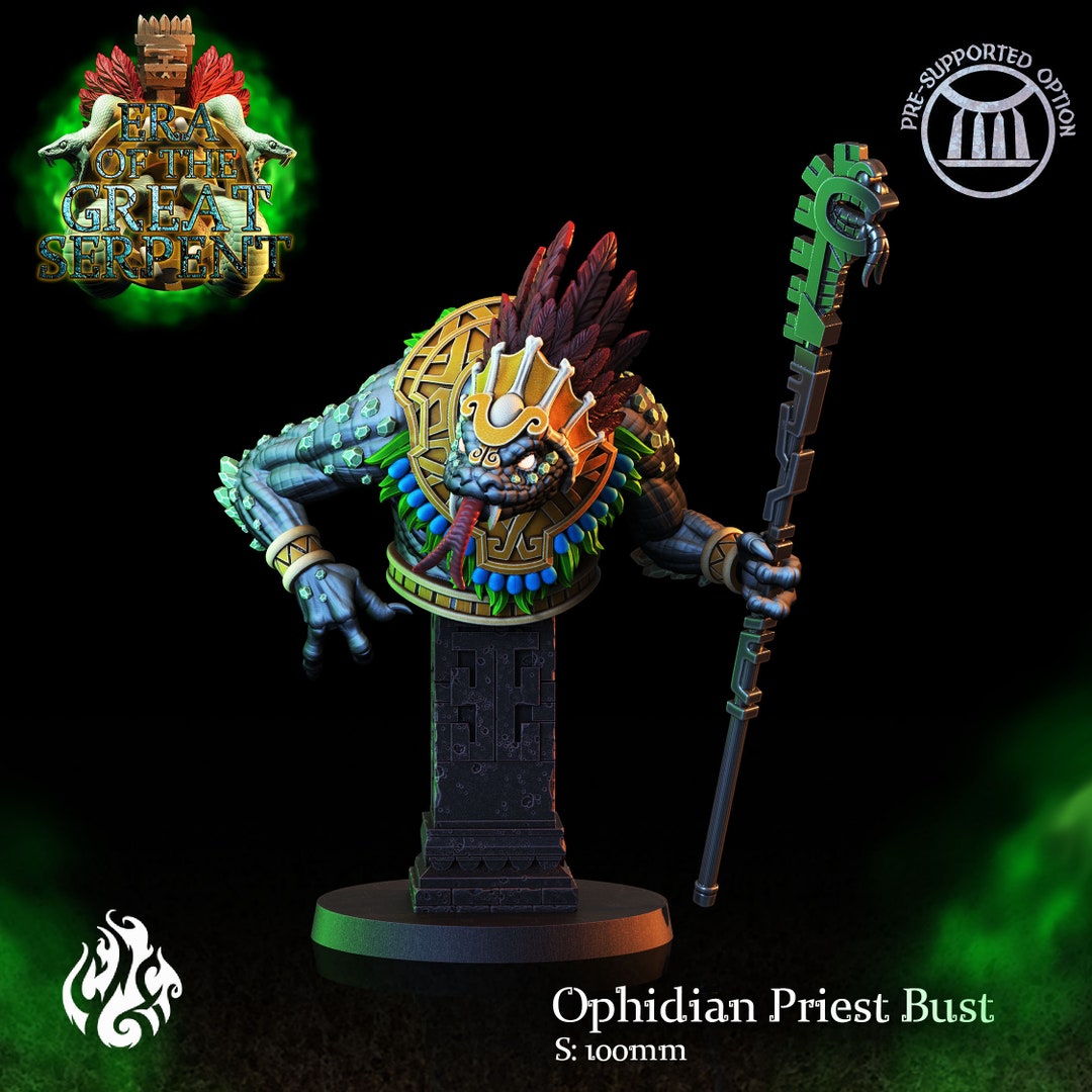 Ophidian Priest Resin Printed Bust | Era of the Great Serpent ...