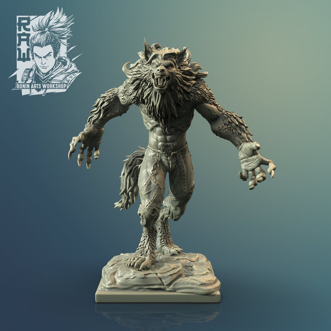 Werewolf Lucano Lycan Pathfinder Human and Wolf Forms Resin Tabletop ...