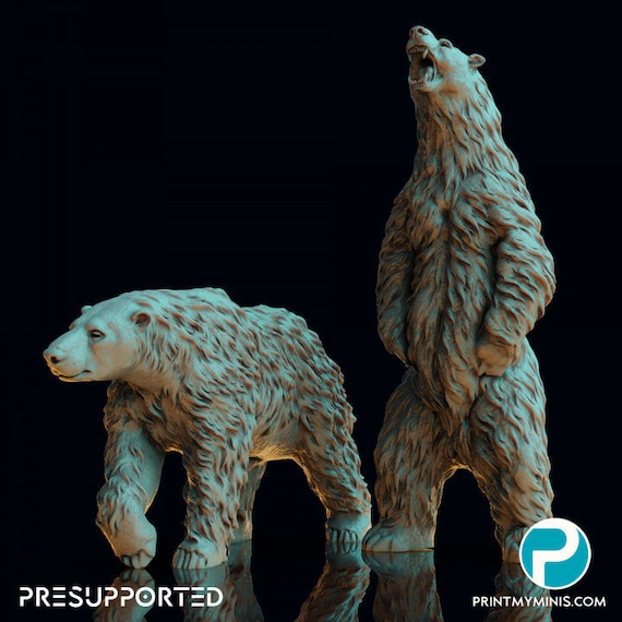 Polar Bear War Bear Resin RPG Miniature Print My Minis - Etsy