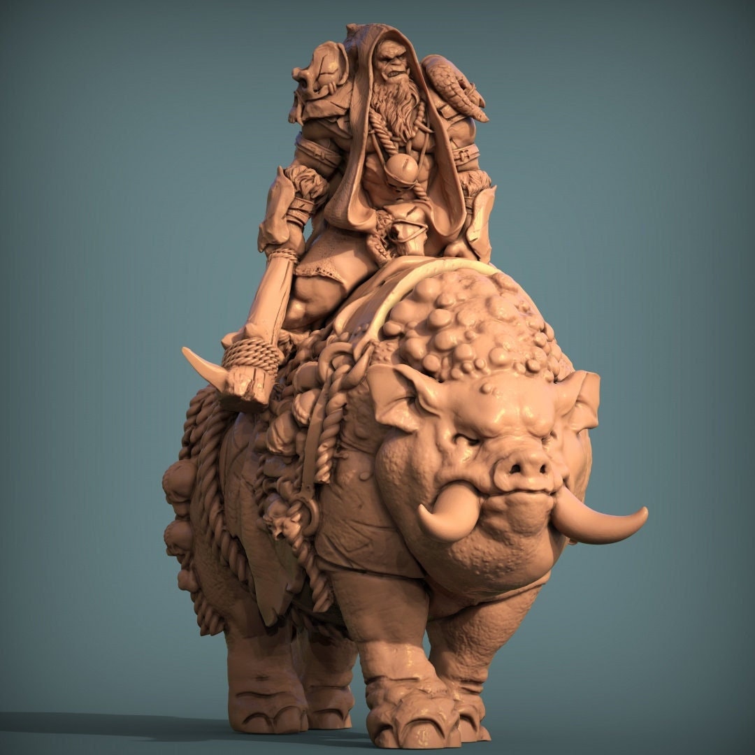 Hog Mounted Orc Boss Tabletop RPG Miniature | Print My Minis | Orcs - Etsy