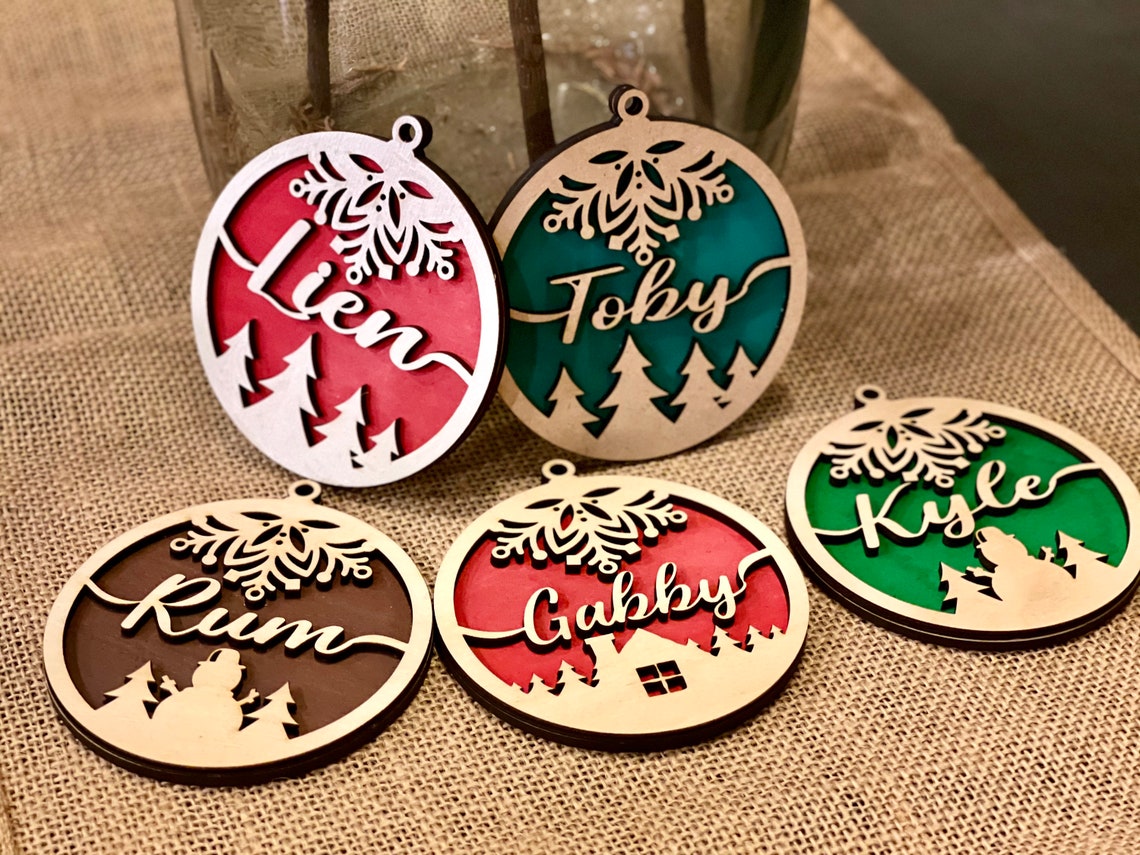 Personalized Name Christmas Ornaments Wooden Ornaments Laser - Etsy