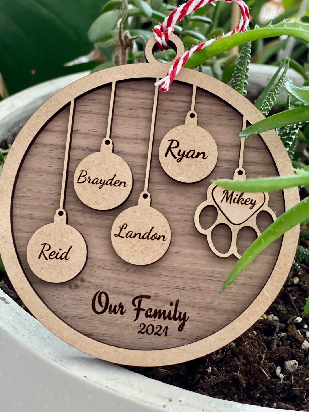 Personalized Name Christmas Ornaments, Christmas Bulb , Wooden ...