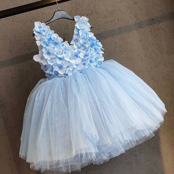 Sky Blue Flower Girl Dress - Etsy
