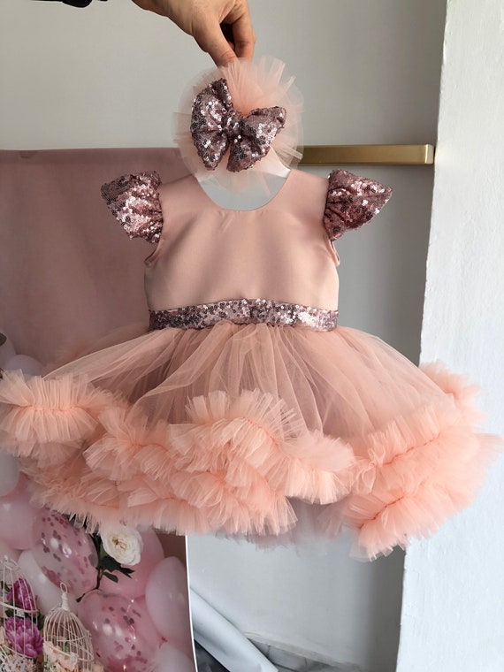 Tutu Flower Girl Dress Dusty Rose Girl Dress Blush Flower - Etsy