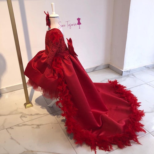 Flower Girl Dress With Detachable Train Long Tail Girl - Etsy