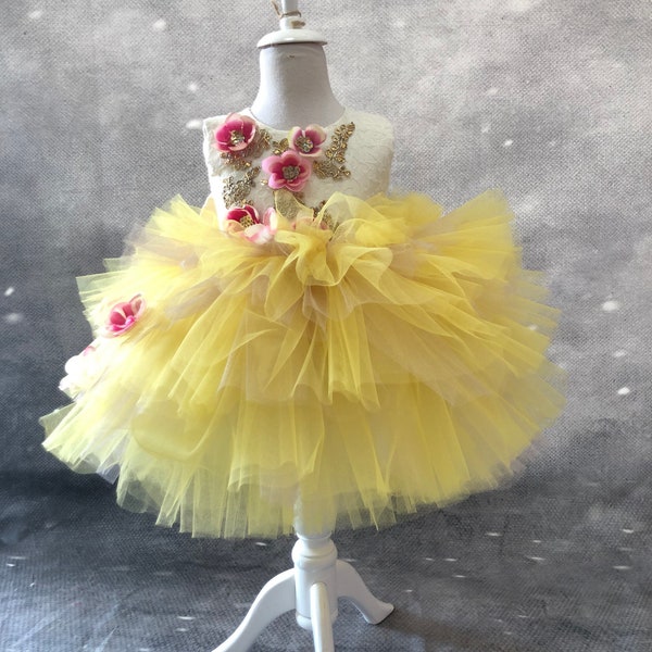 Pale Yellow Flower Girl Dress - Etsy