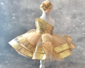 Gold Sequin Dress - Etsy