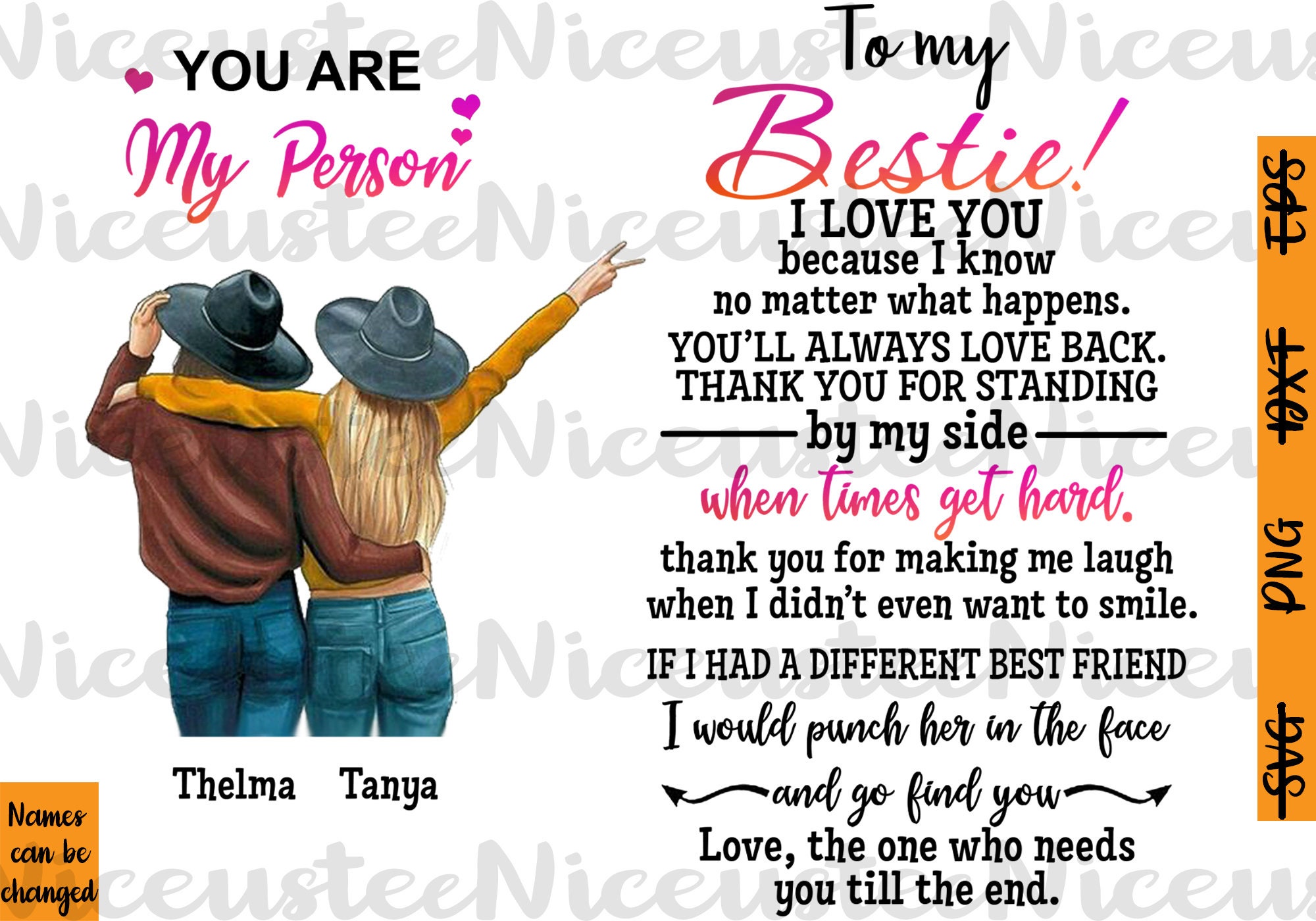 To My Bestie I Love You Digital Download 300 DPI | Etsy