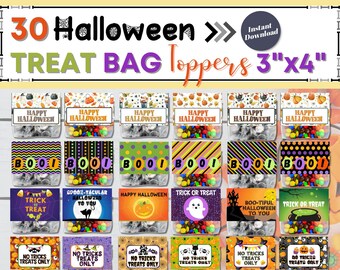 Halloween Treat Bag Toppers, Printable Candy Favor Bag Tag, Halloween ...