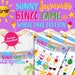 20 Sunny Summer Bingo Game Whole-page Cards, Printable Bingo Summer ...