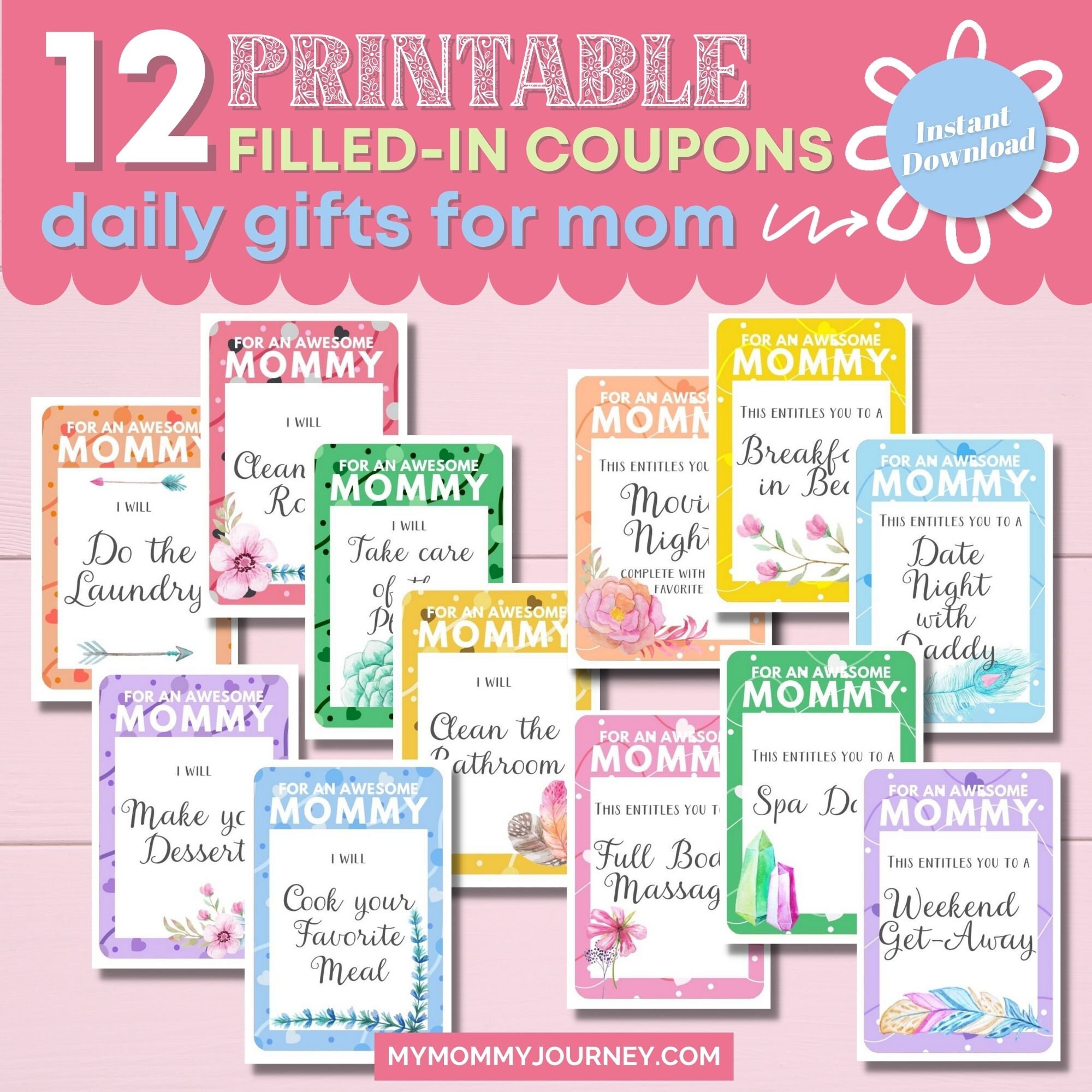 Mother's Day Coupon Daily Gift, Printable Coupons With Gift Envelopes ...