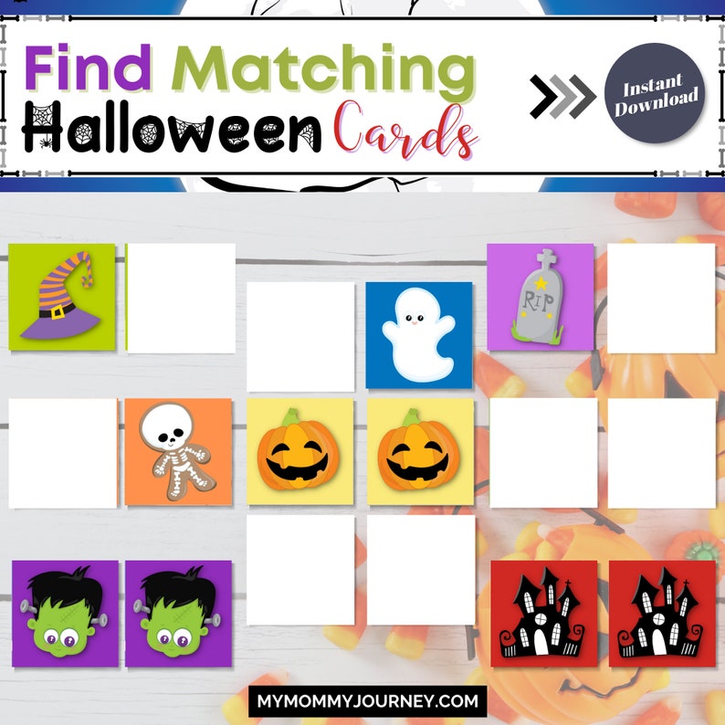 Spooky Halloween Memory Game, Printable Halloween Matching Game ...