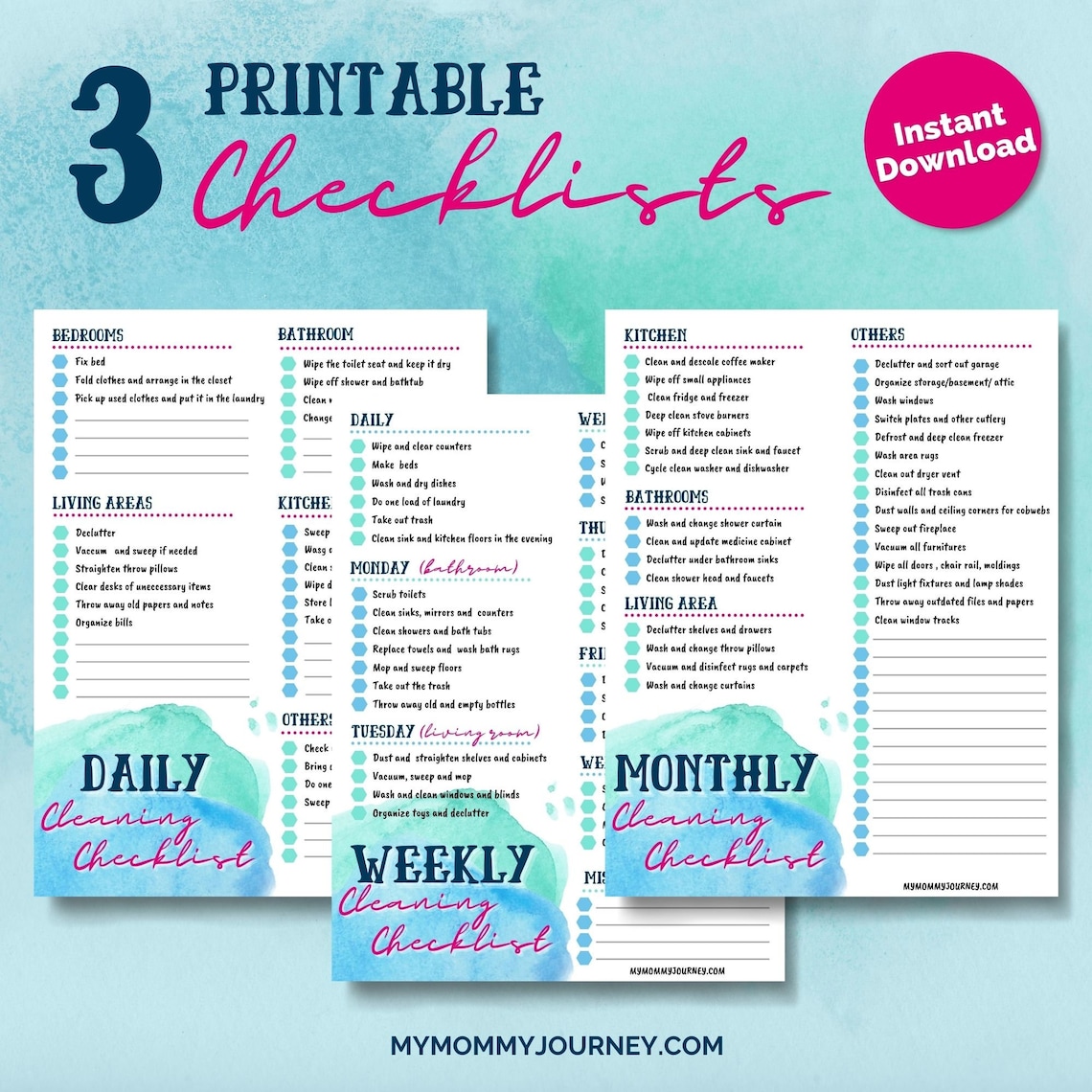 Busy Moms Deep Cleaning Checklist for Daily Cleaning Weekly | Etsy