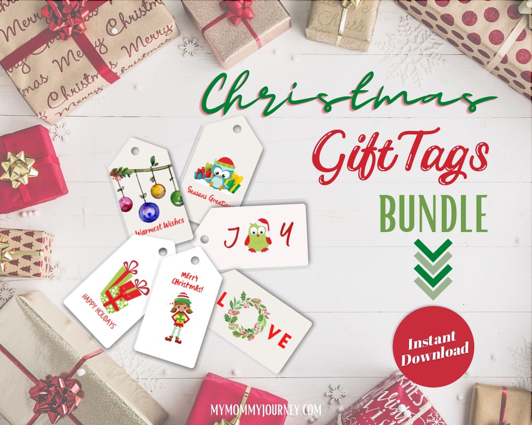 Christmas Gift Tags Bundle, Printable Christmas Gift Tags, Holiday Gift ...