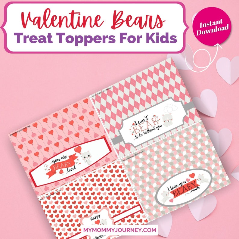 Valentine Treat Bag Toppers for Kids| Printable Valentine Favor Bag ...