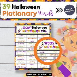 Halloween Pictionary Game, Printable Halloween Pictionary Words ...