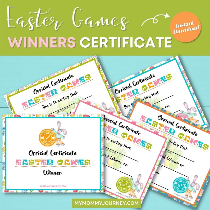 Easter Games Winners Certificate, Easter Award, Easter Reward for Kids ...