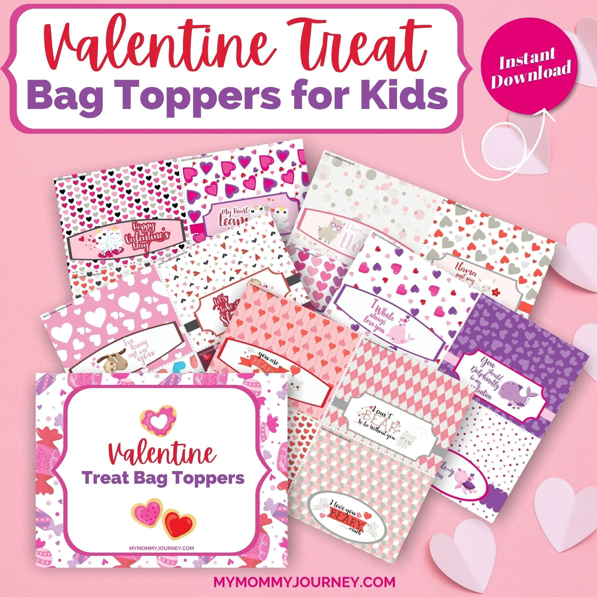 Valentine Treat Bag Toppers for Kids| Printable Valentine Favor Bag ...