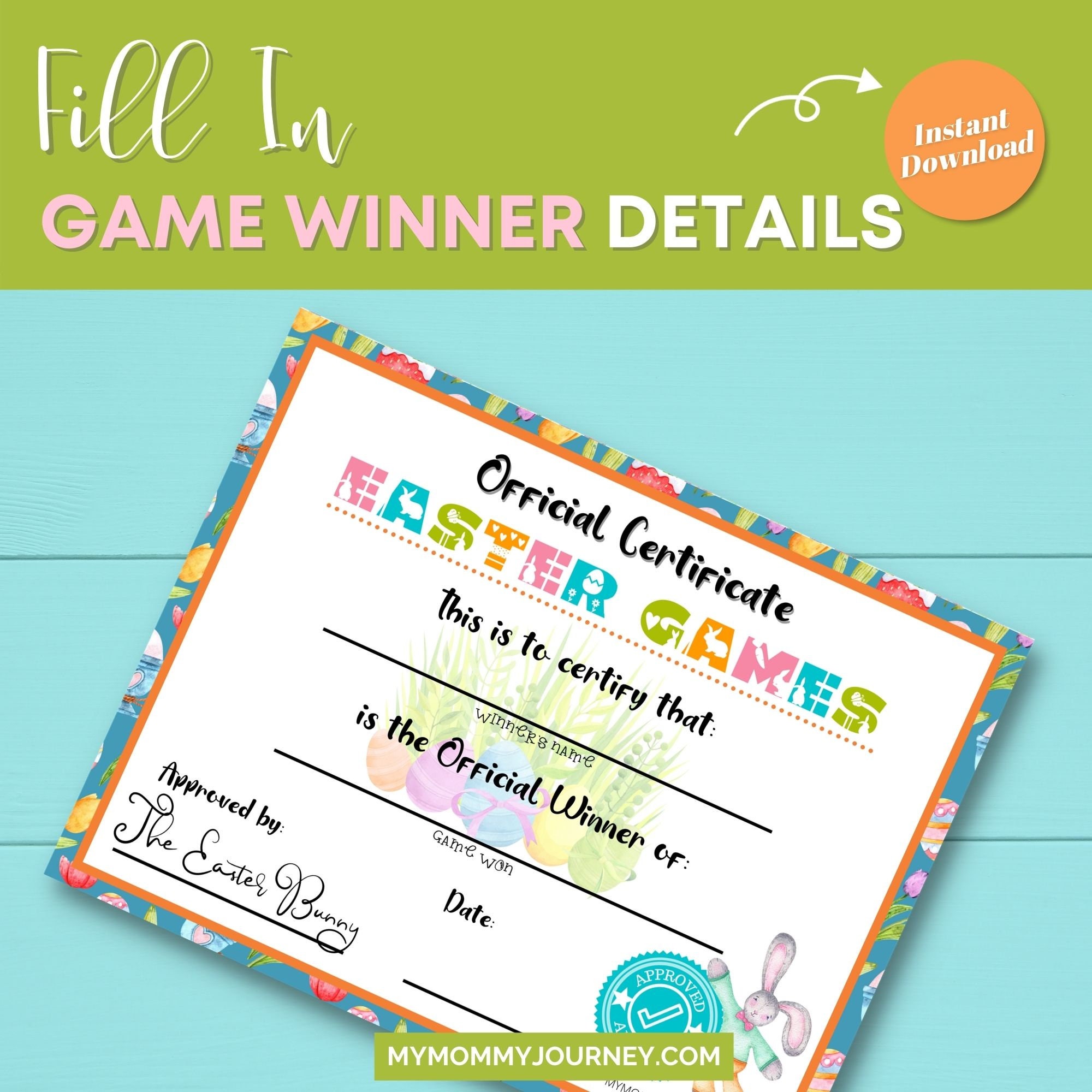 Easter Games Winners Certificate, Easter Award, Easter Reward for Kids ...