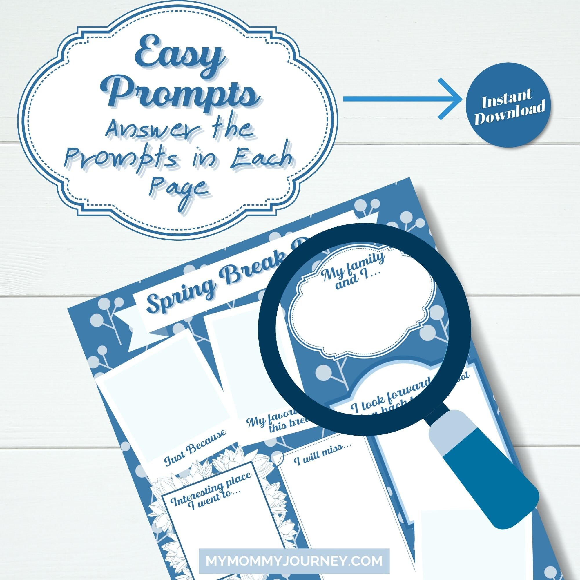 Spring Break Memory Keeper, Spring Break Printable Journal for Kids ...