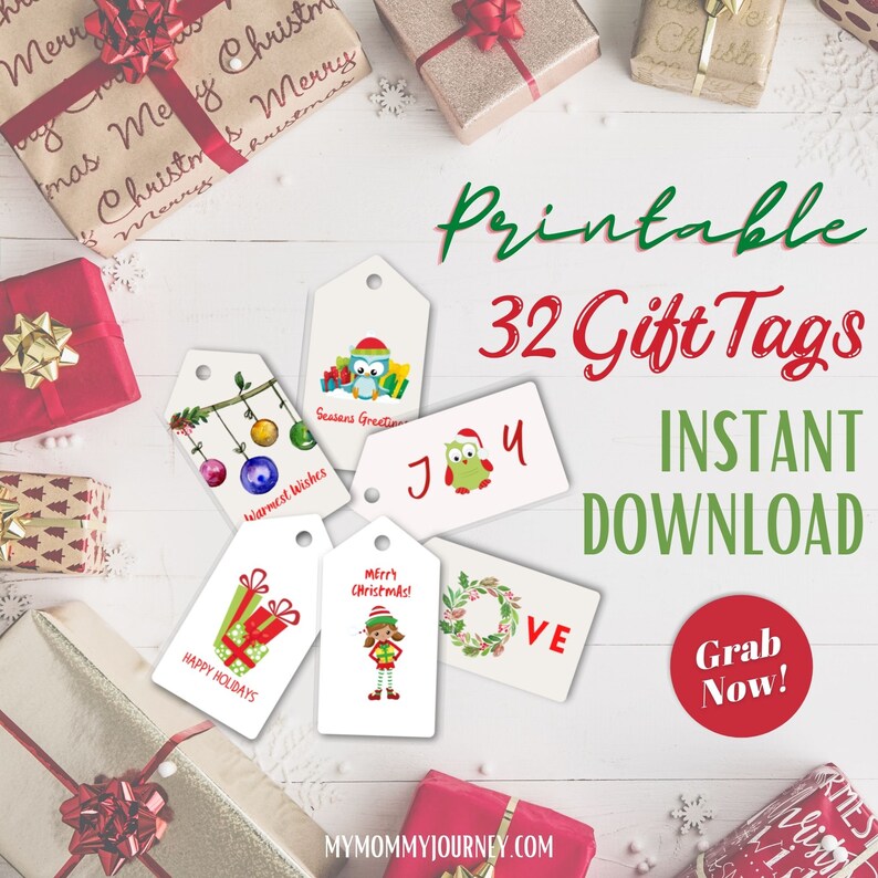 Christmas Gift Tags Bundle, Printable Christmas Gift Tags, Holiday Gift ...