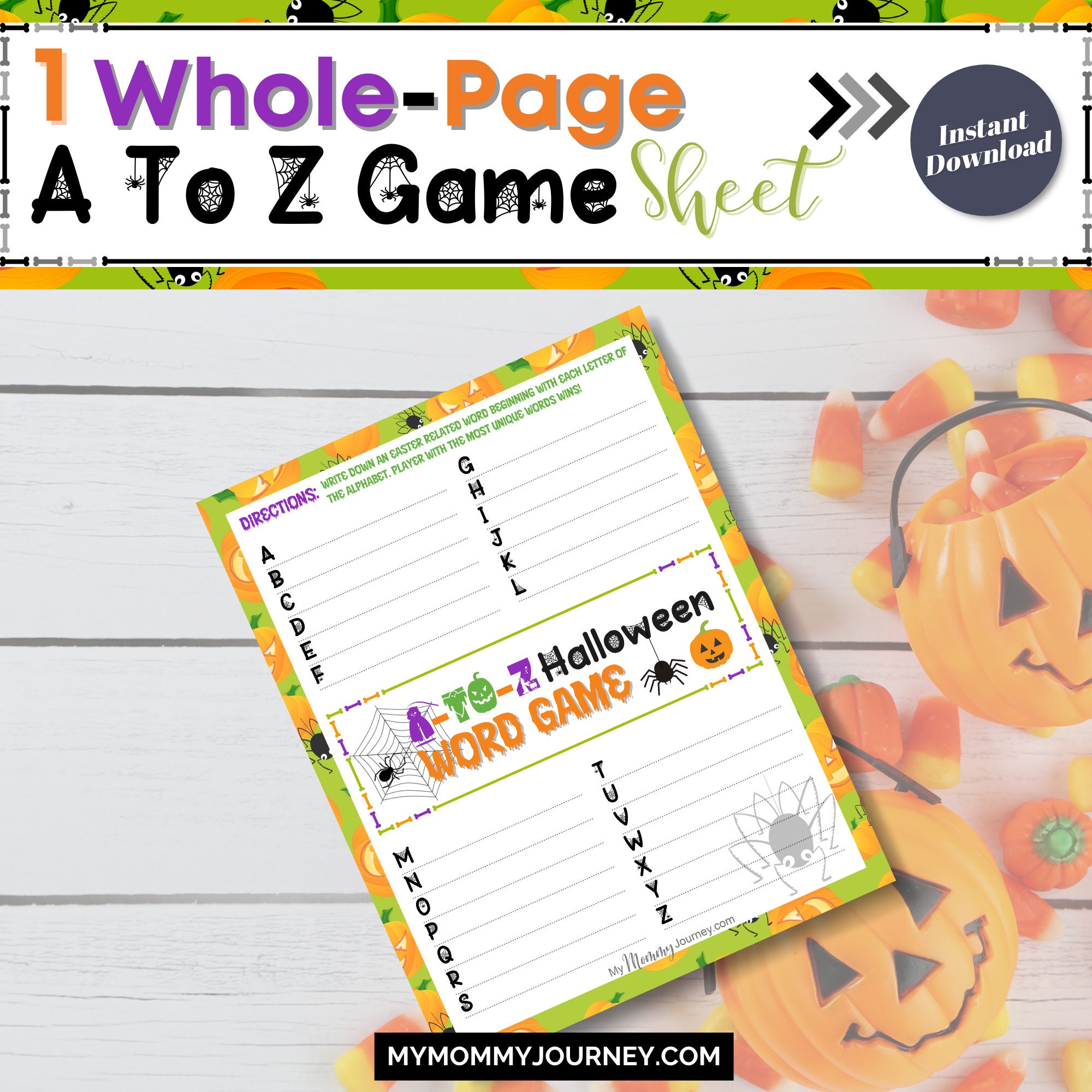 A to Z Halloween Word Game, Printable Halloween A Z Game, Halloween ...