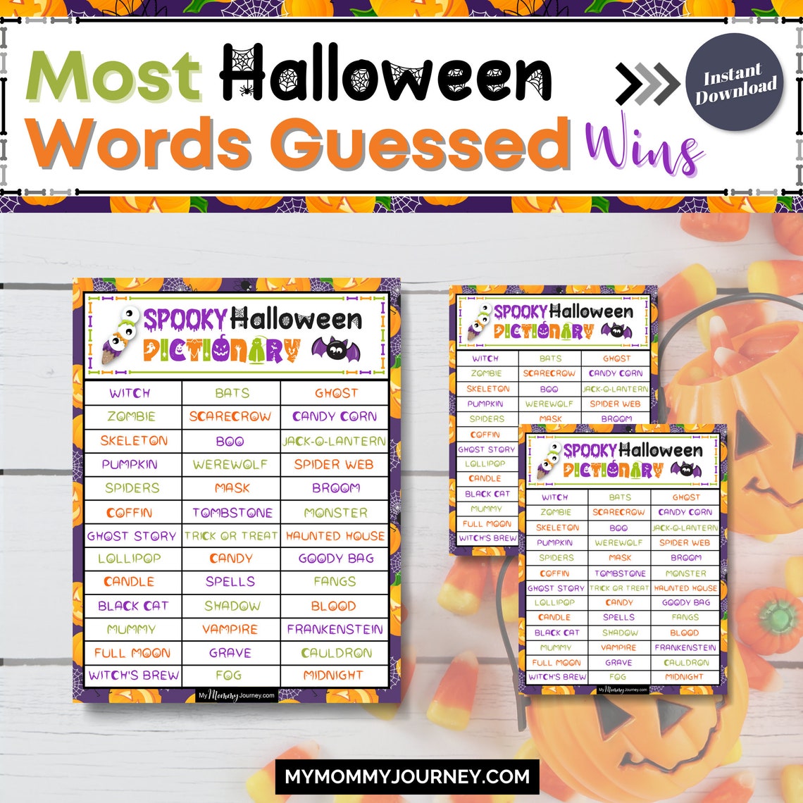Halloween Pictionary Game, Printable Halloween Pictionary Words ...