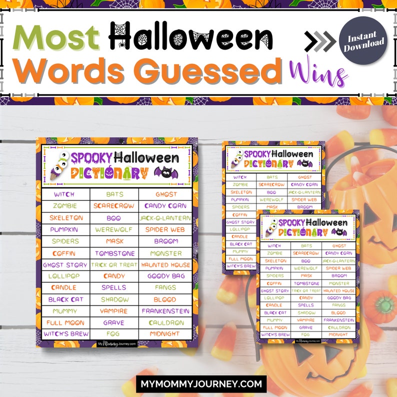 Halloween Pictionary Game, Printable Halloween Pictionary Words ...