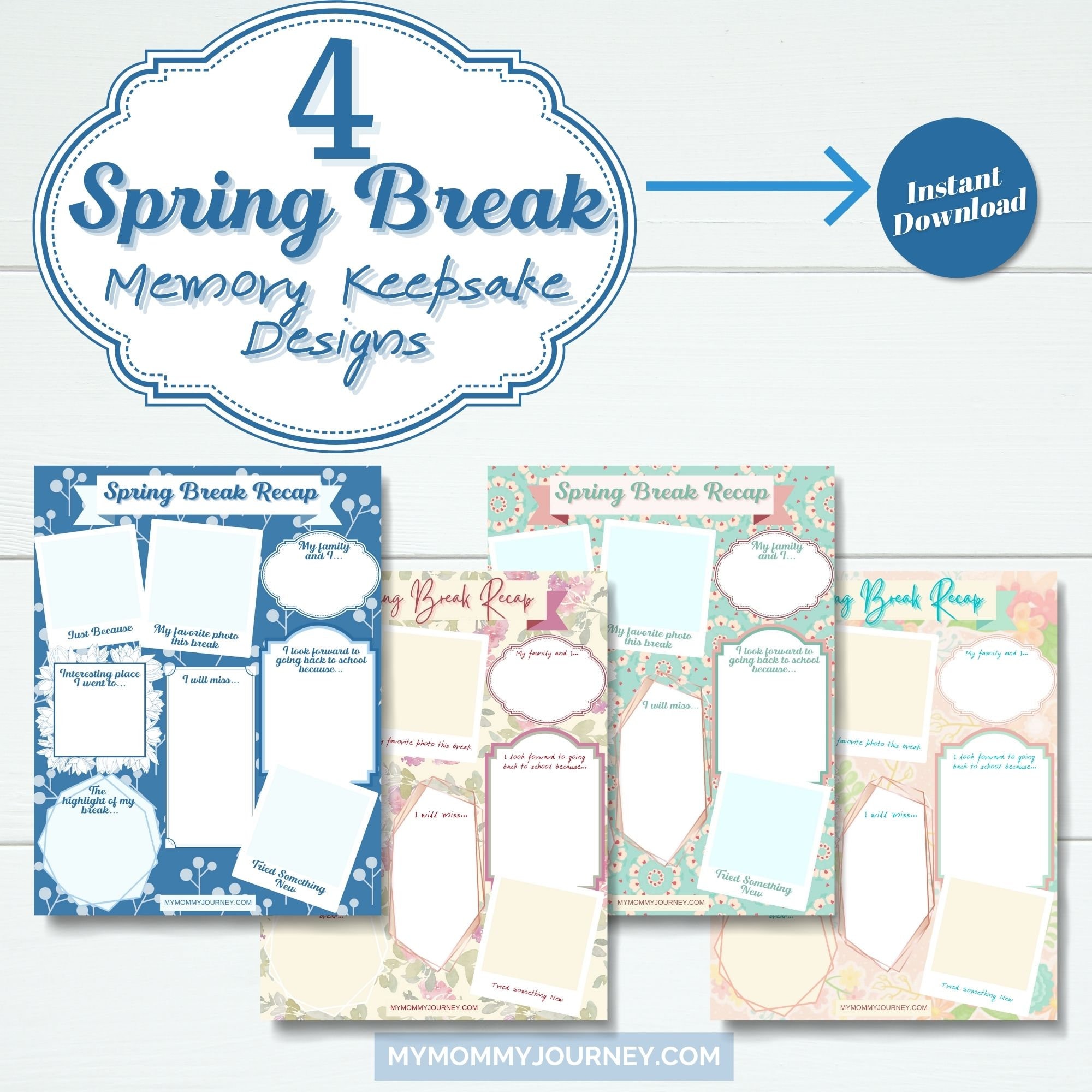 Spring Break Memory Keeper, Spring Break Printable Journal for Kids ...