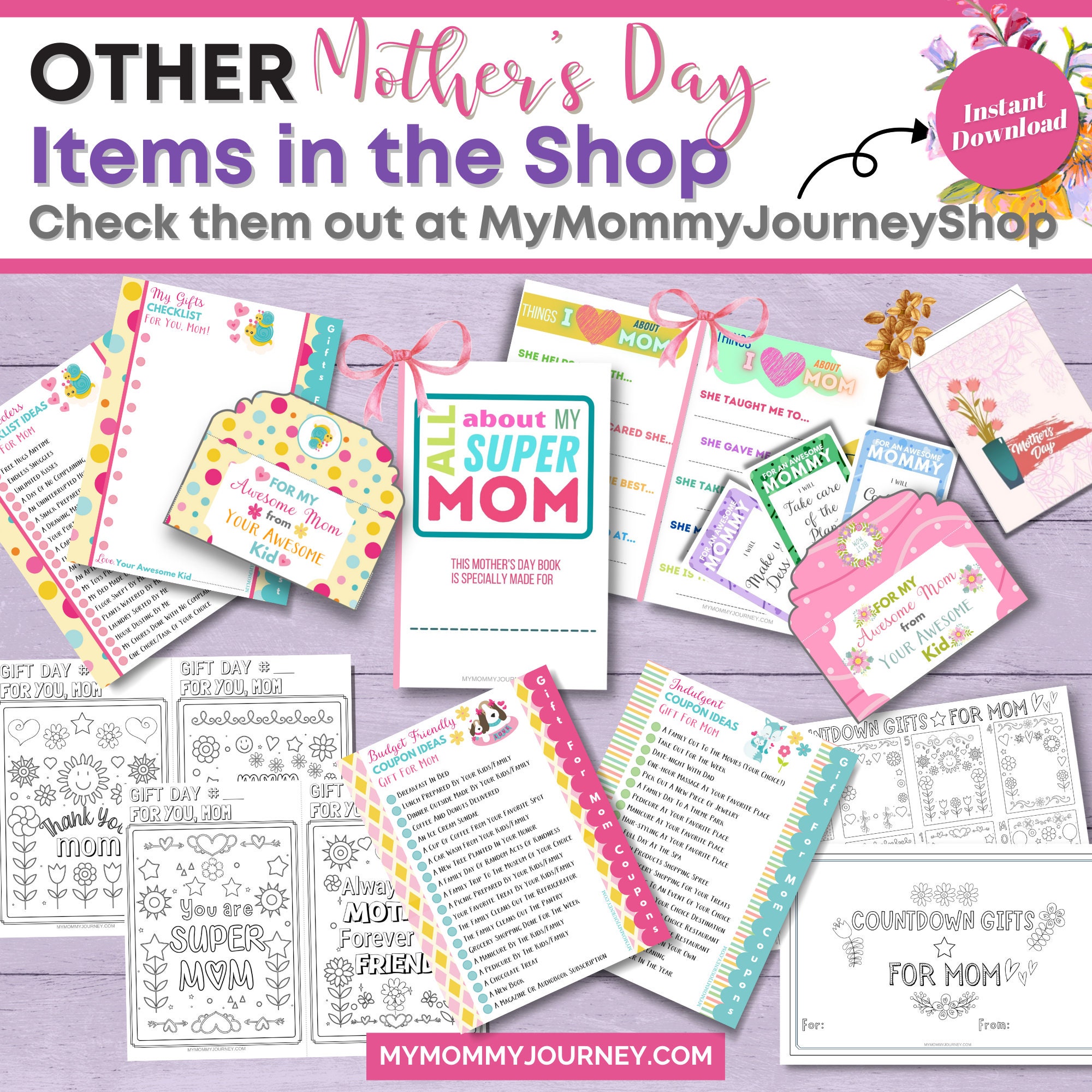 Mother's Day Coloring Seed Packets DIY Gift for Mom, Printable Flower ...