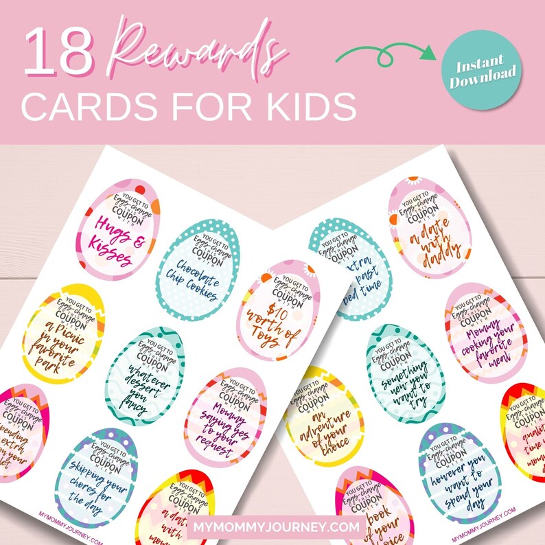 Printable Easter Egg Coupons for Kids, Kids Easter Basket Stuffer ...