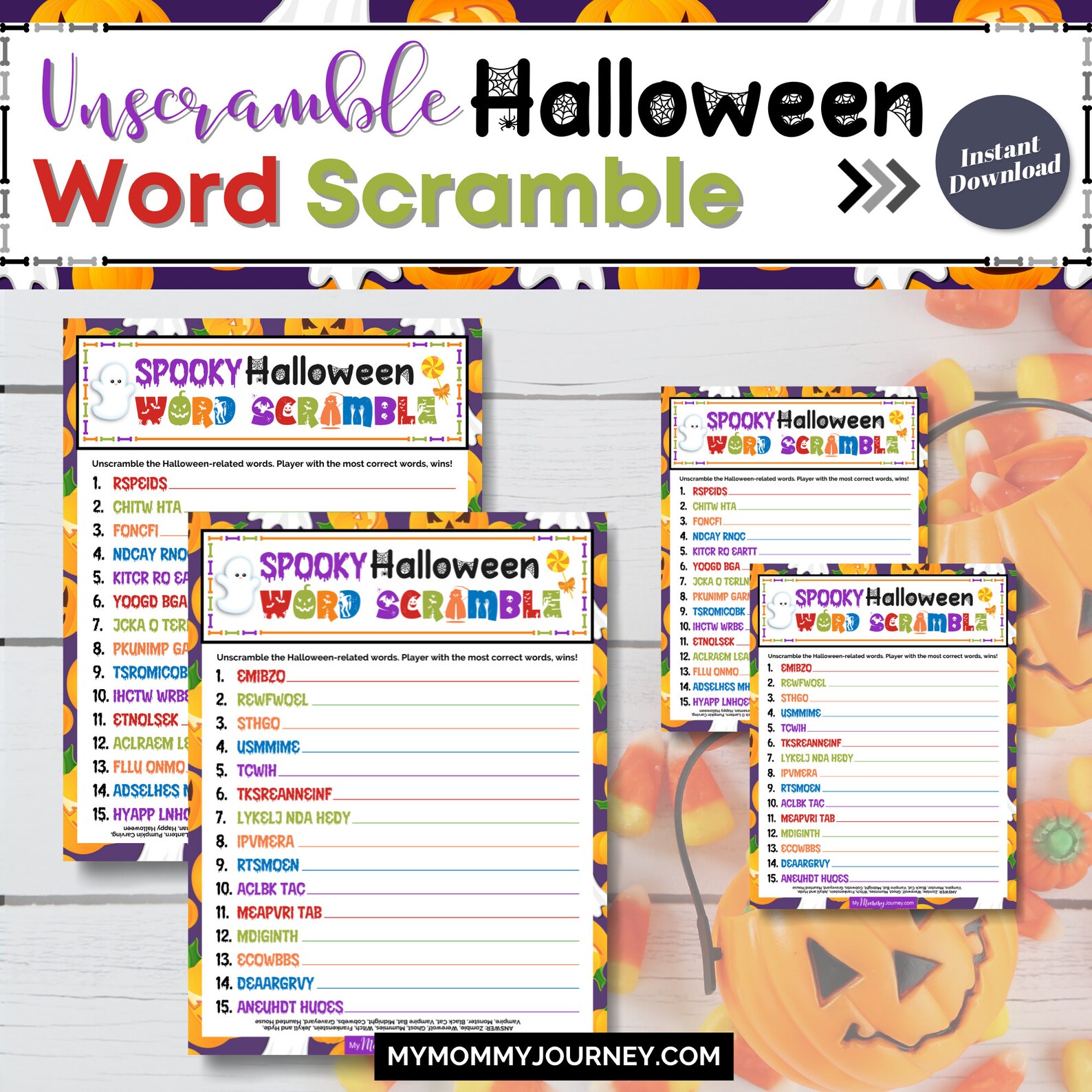 Spooky Halloween Word Scramble Game, Printable Halloween Activity ...