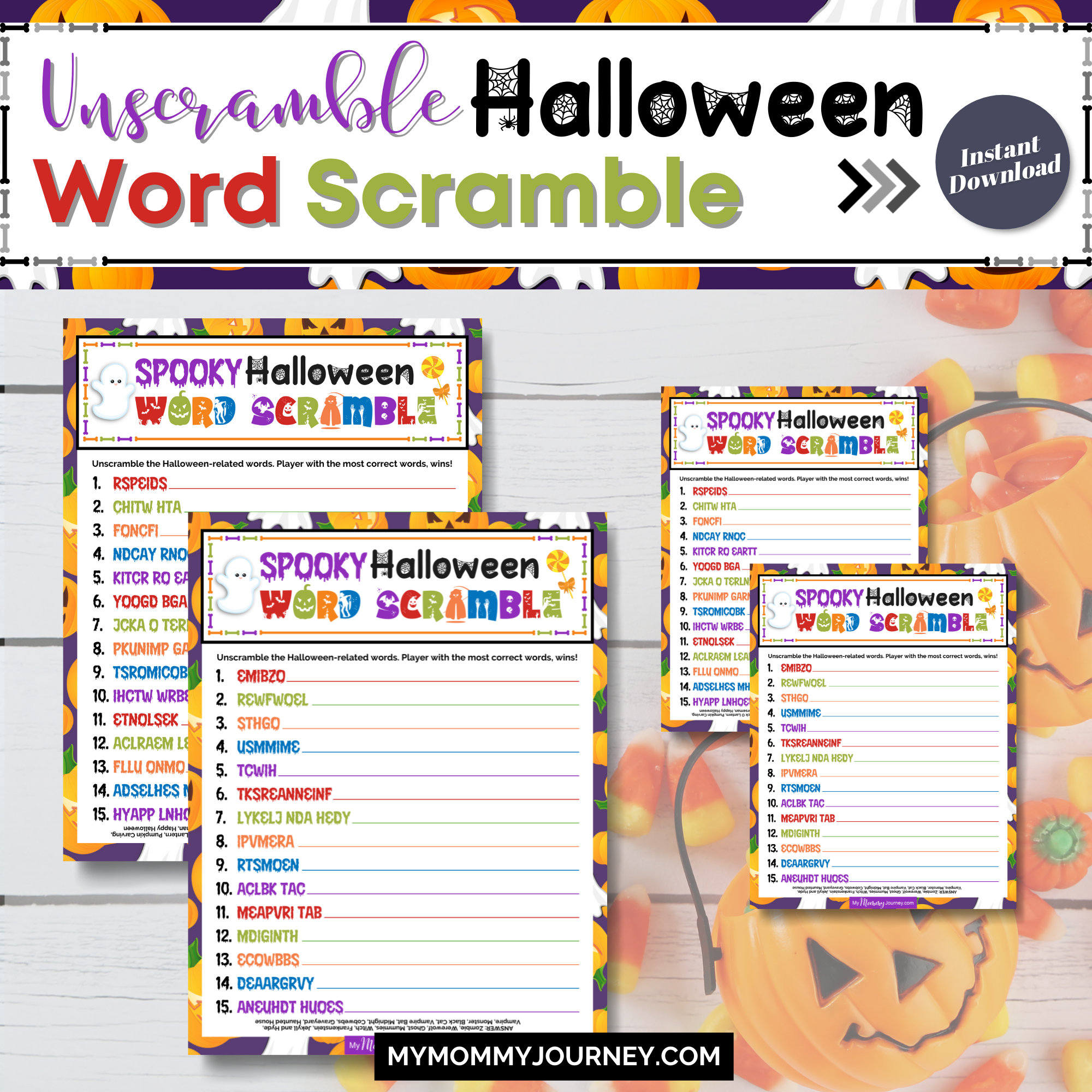 Spooky Halloween Word Scramble Game, Printable Halloween Activity ...