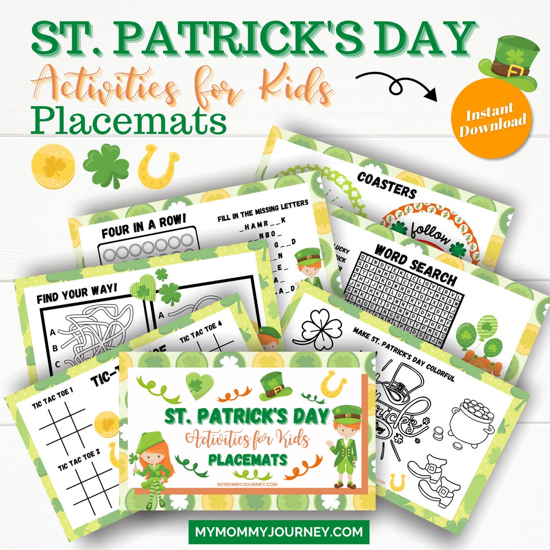 St. Patrick's Day Activities for Kids Placemats, St. Patrick's Day ...