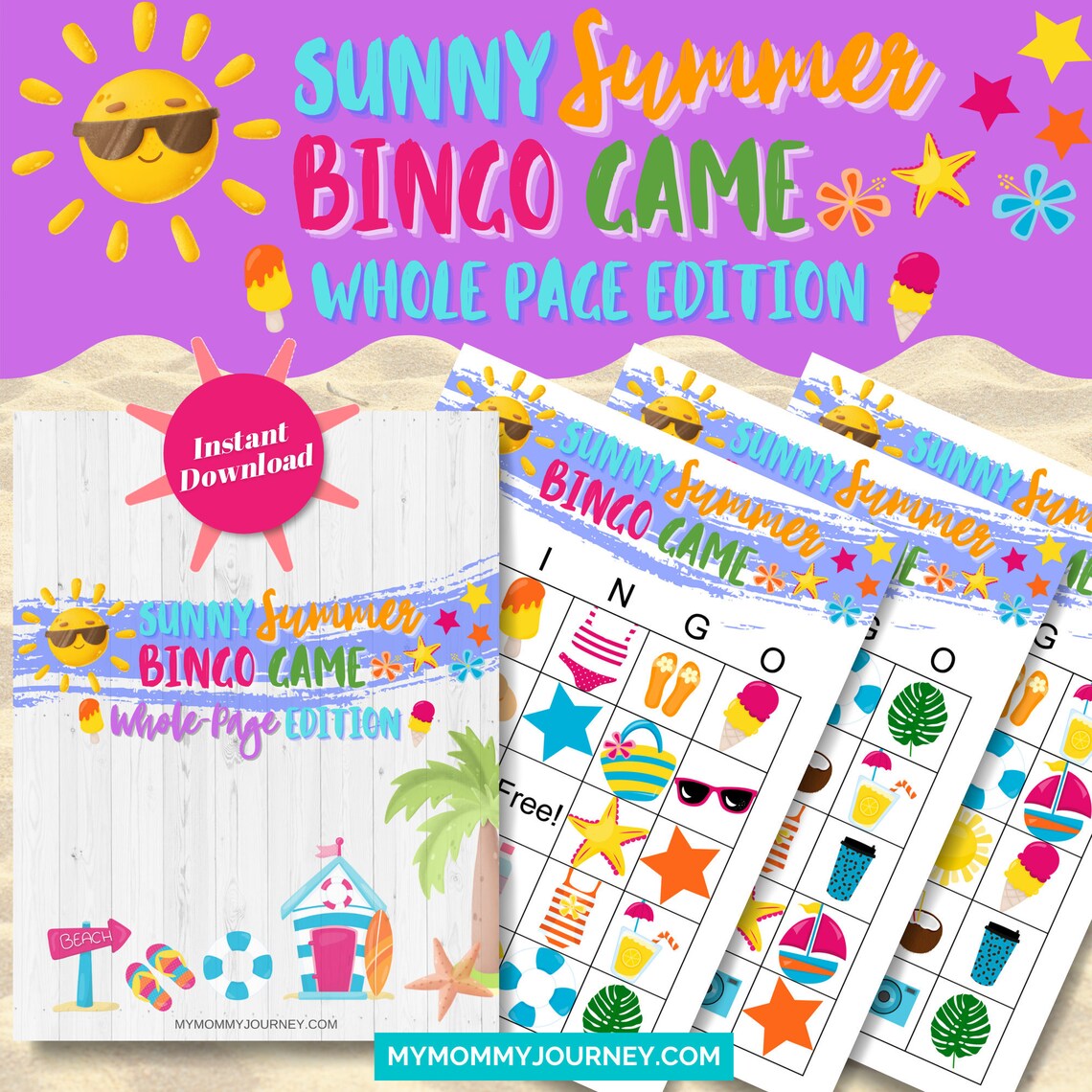 20 Sunny Summer Bingo Game Whole-page Cards Printable Bingo - Etsy