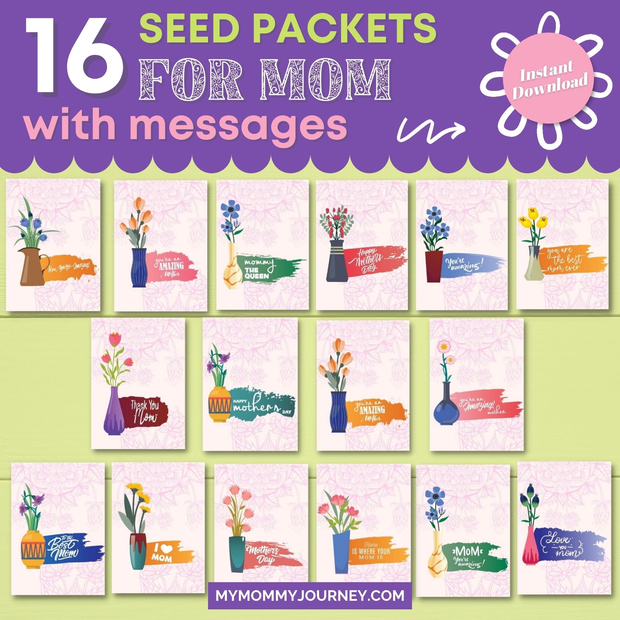 Mother's Day Seed Packets DIY Gift for Mom, Printable Flower Seed ...