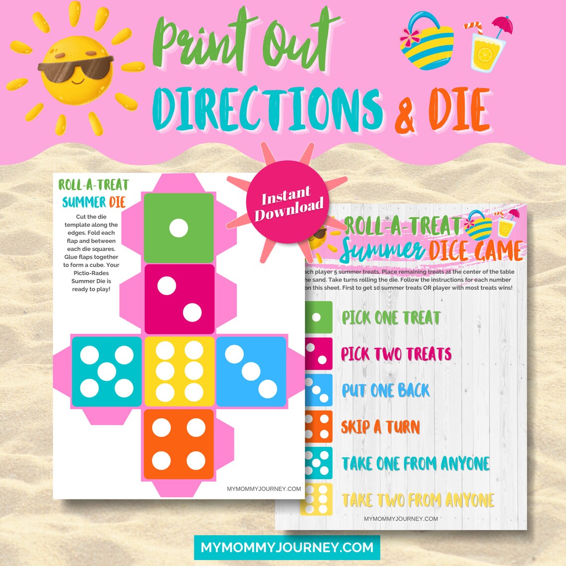 Roll A Treat Summer Dice Game, Summer Candy Dice Game, Roll A Dice Game ...