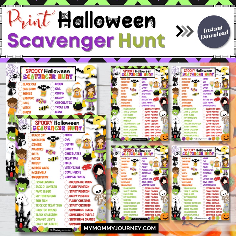Halloween Scavenger Hunt for Kids and Adults, Printable Halloween Party ...
