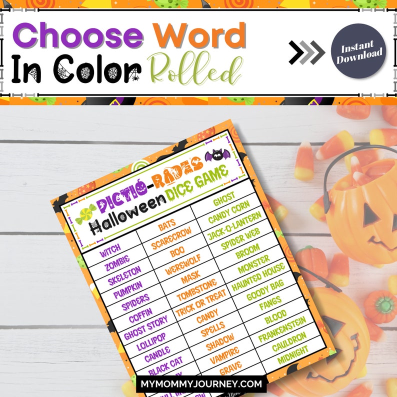 Pictionary Charades Halloween Dice Game, Printable Halloween Game Kids ...