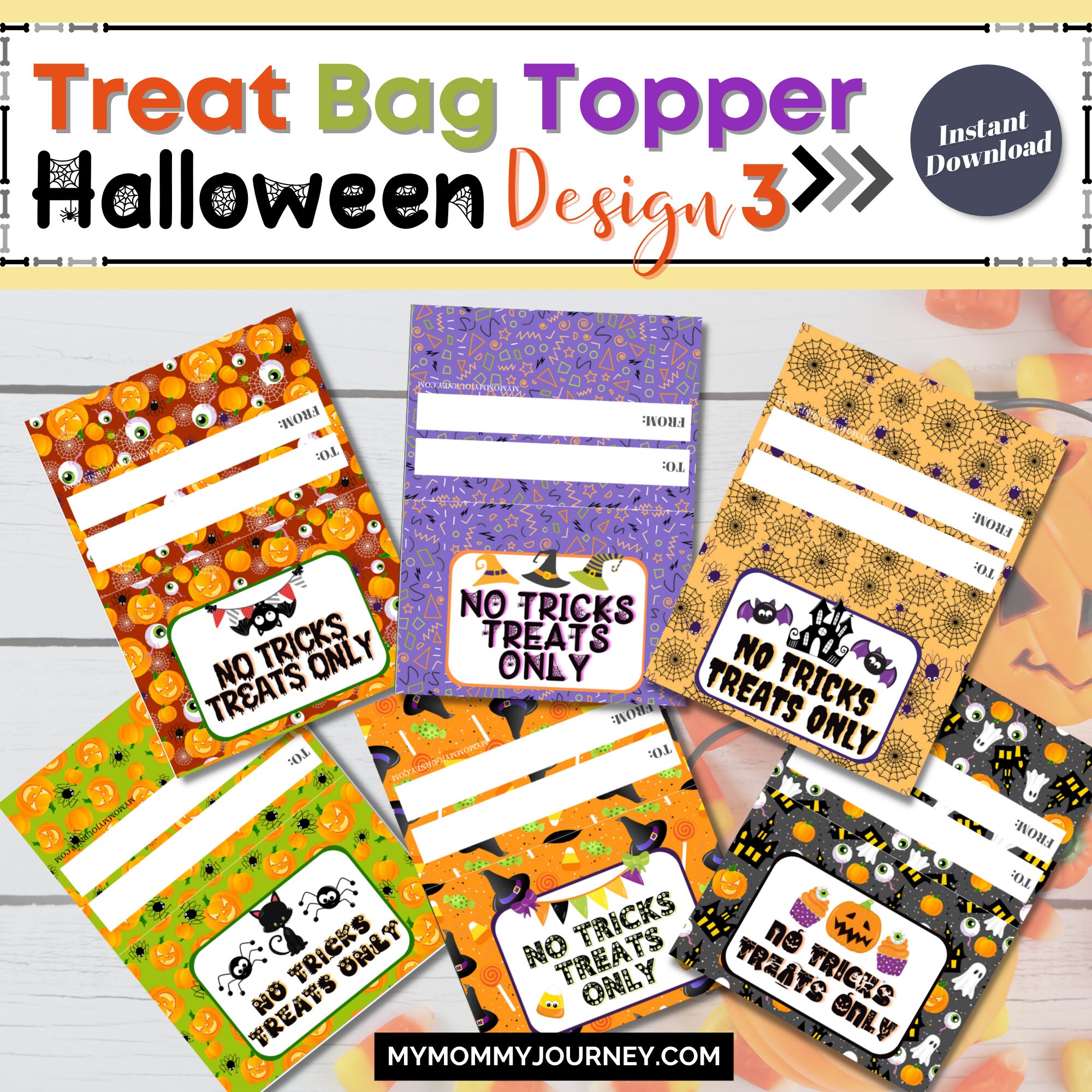 Halloween Treat Bag Toppers 3 Inch Size Printable Trick or - Etsy