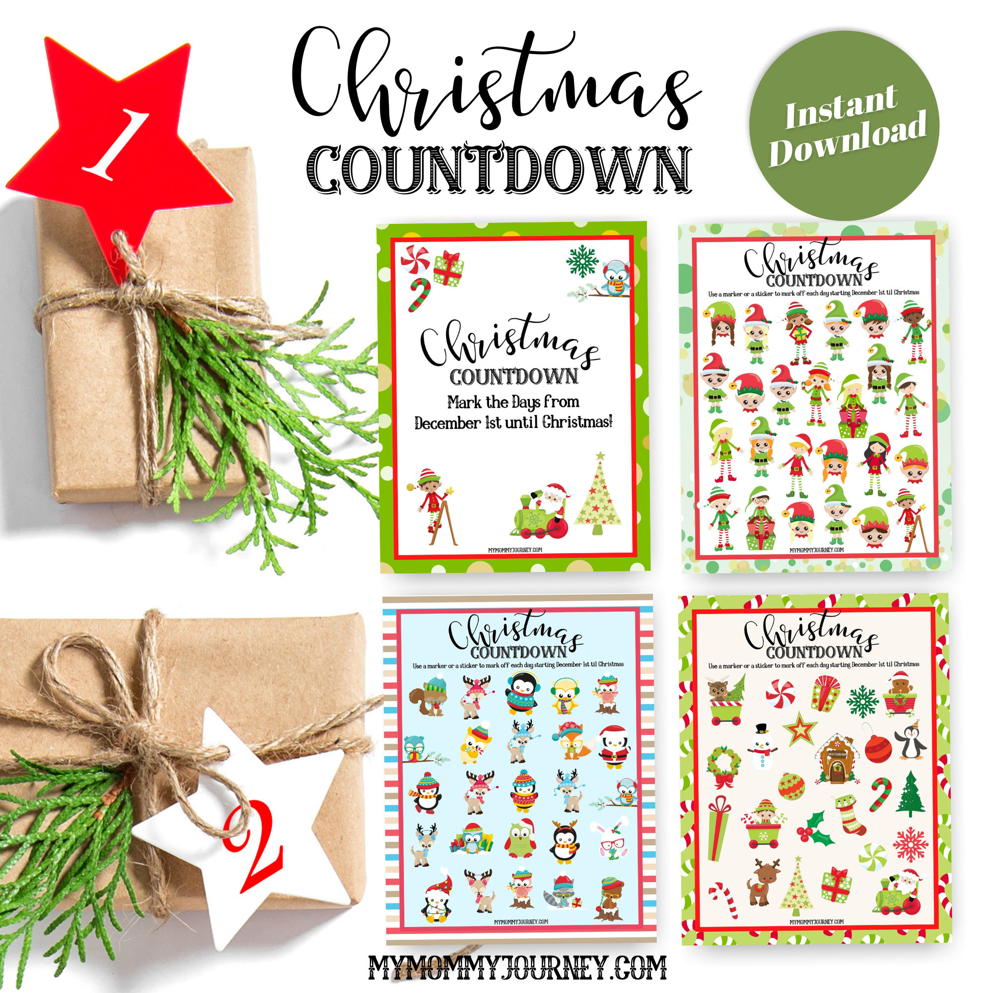 Christmas Countdown, Printable Christmas Countdown, Advent Calendar ...