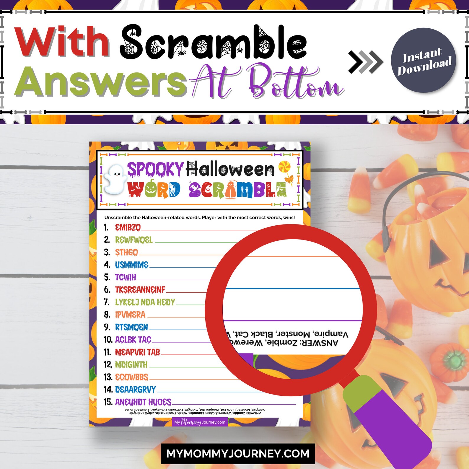 Spooky Halloween Word Scramble Game, Printable Halloween Activity ...