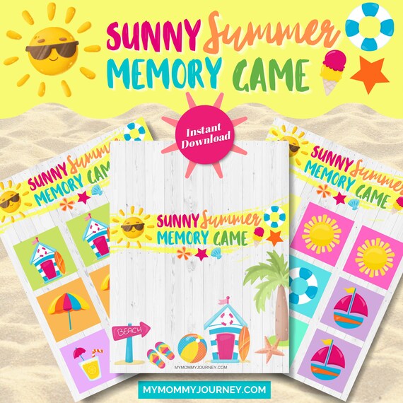 Sunny Summer Memory Game Summer Matching Game Printable - Etsy